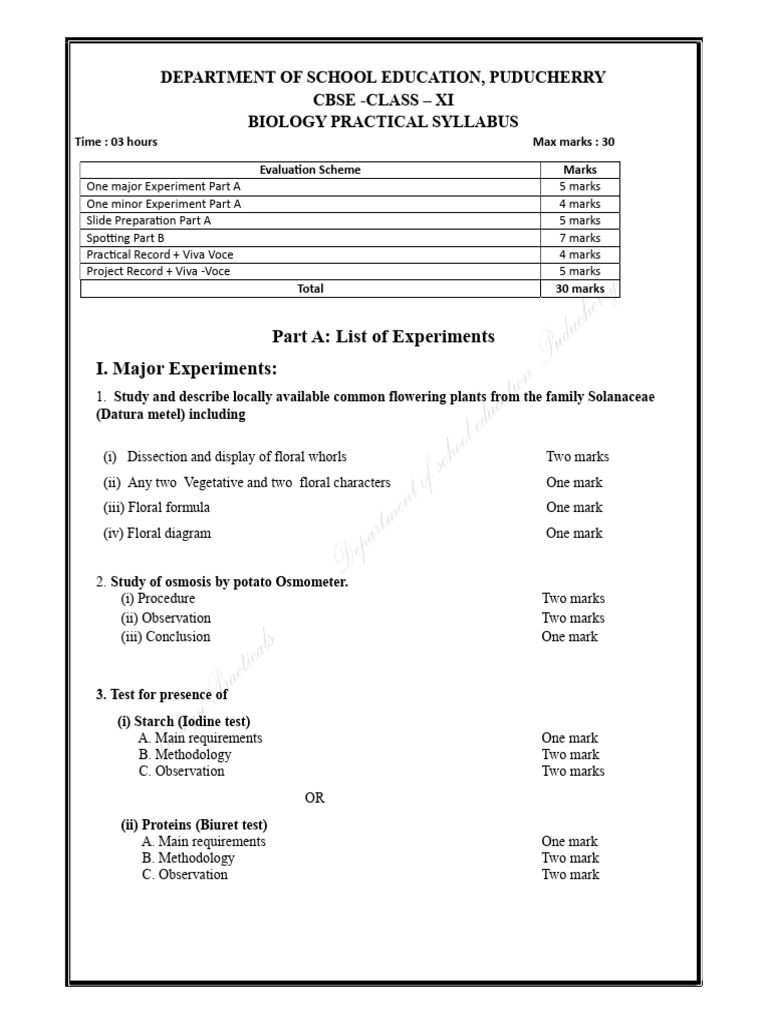 Biology XI STD Cbse Practicals | PDF | Flowers