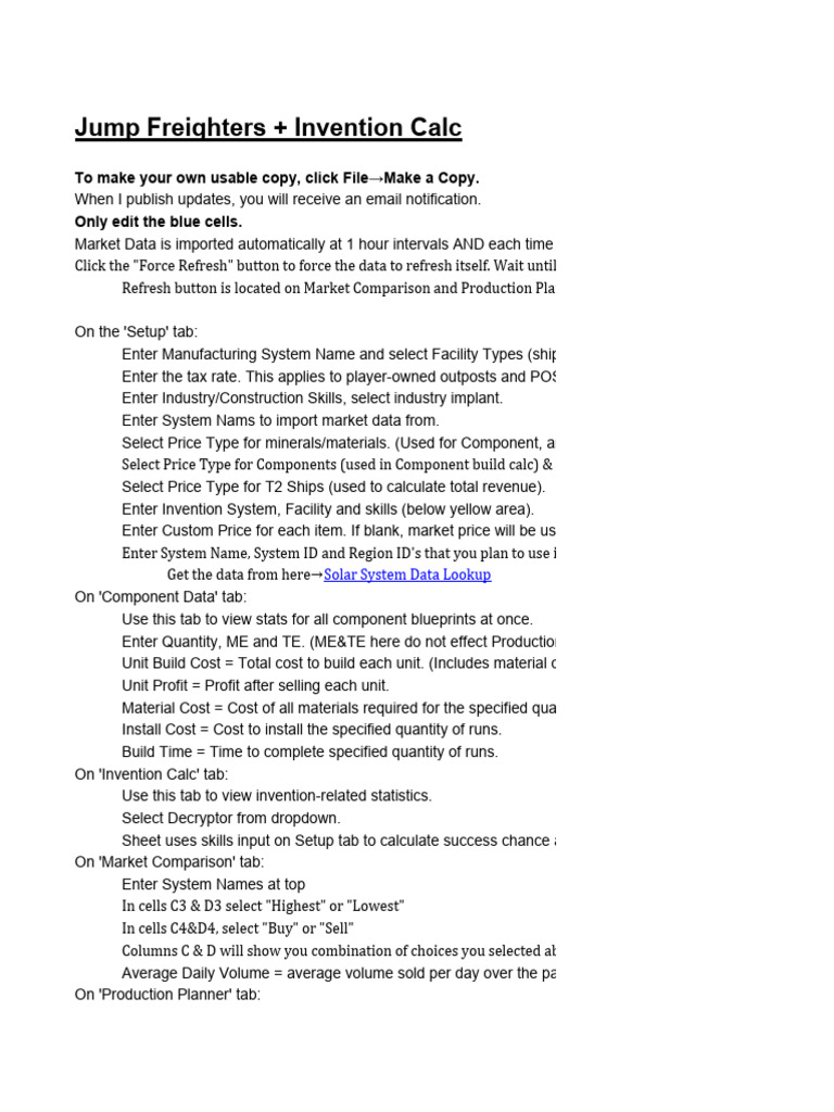 Jump Freighter Production Planner | PDF | Technology & Engineering
