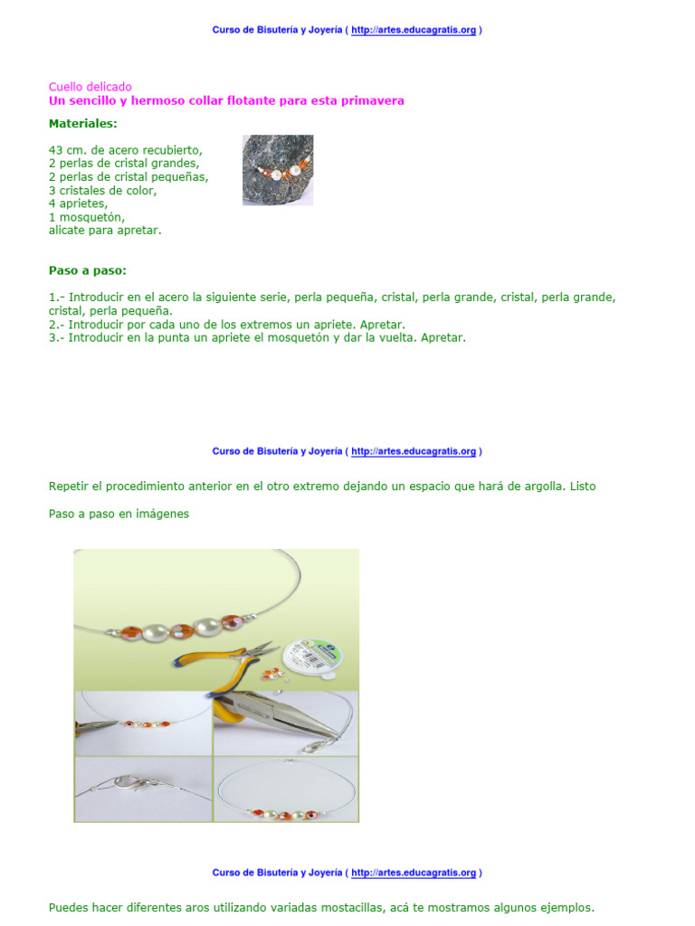 Cómo hacer collares de bisutería paso a paso | PDF