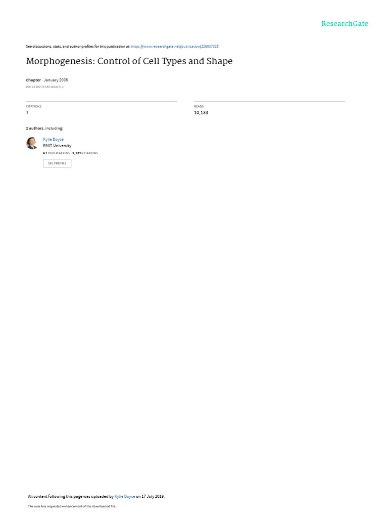 Morphogenesis Control of Cell Types and Shape | PDF | Actin | Cytoskeleton