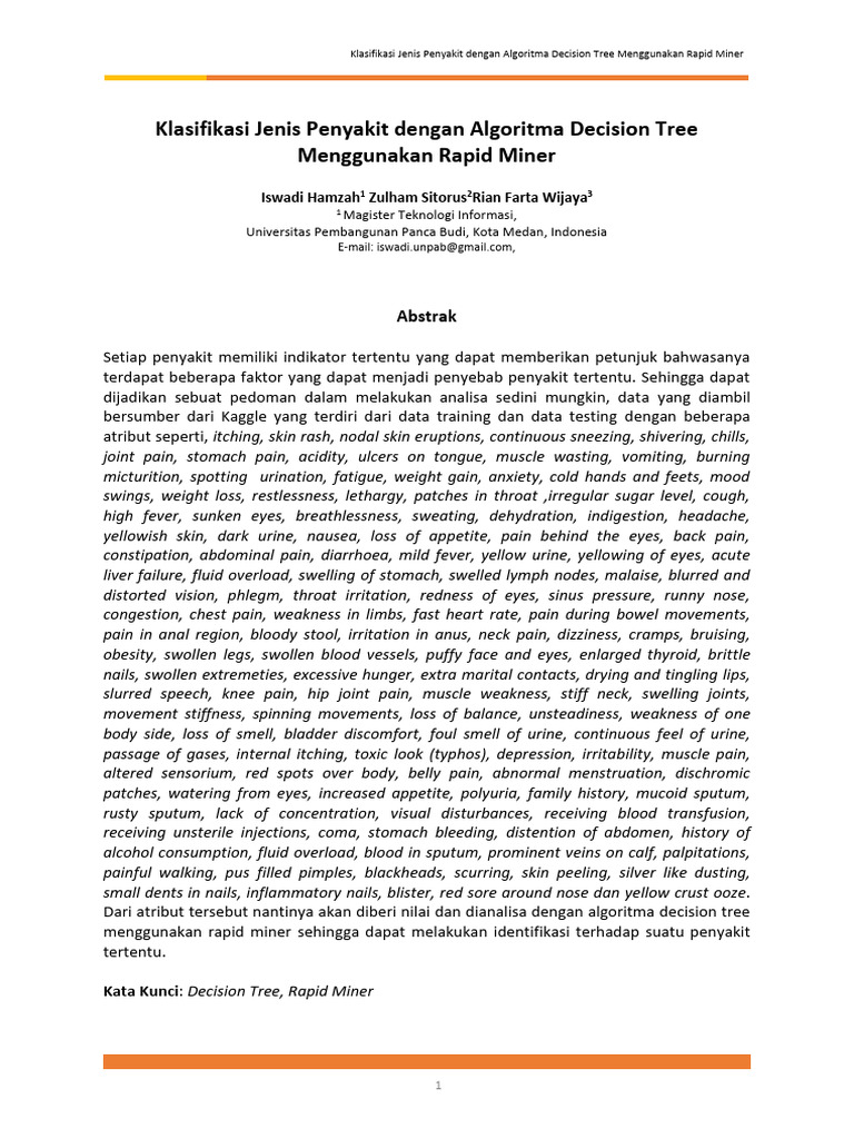 Klasifikasi Jenis Penyakit Dengan Algoritma Decision Tree | PDF | Edema ...