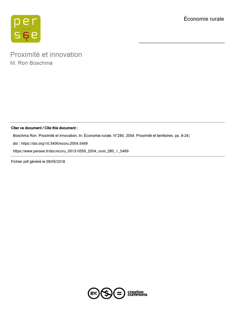 Boschma Proximite Et Innovation | PDF | Dimension | Geography