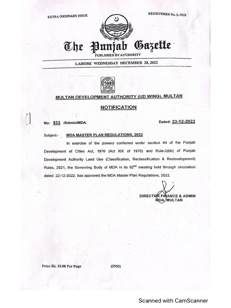 MDA Master Plan Regulations 2022 | PDF