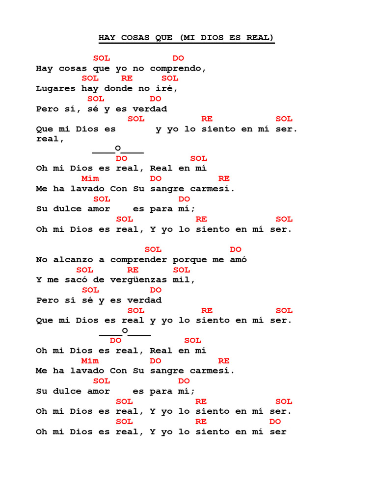 Mi Dios es Real: Letra y Acordes | PDF