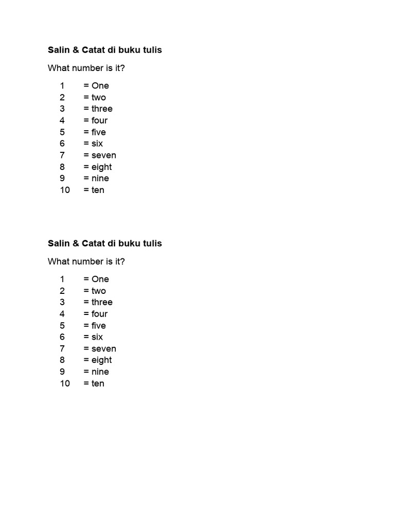 What Number Is It? 1 One 2 Two 3 Three 4 Four 5 Five 6 Six 7 Seven 8 ...