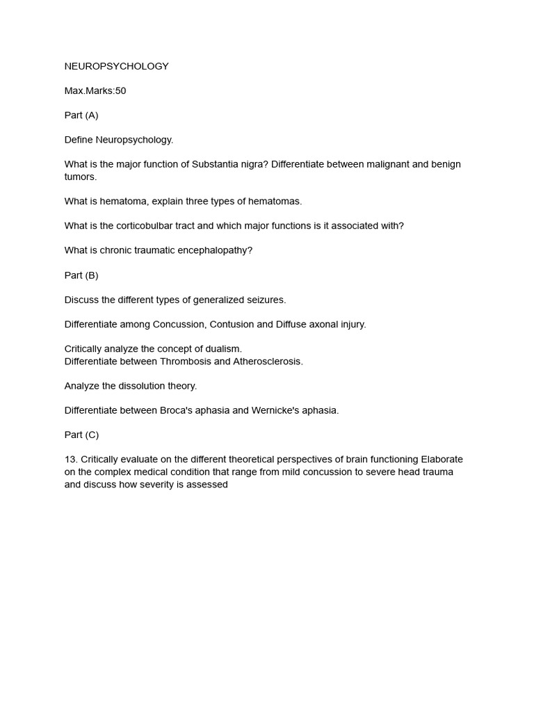 Neuro Prep Questions | PDF