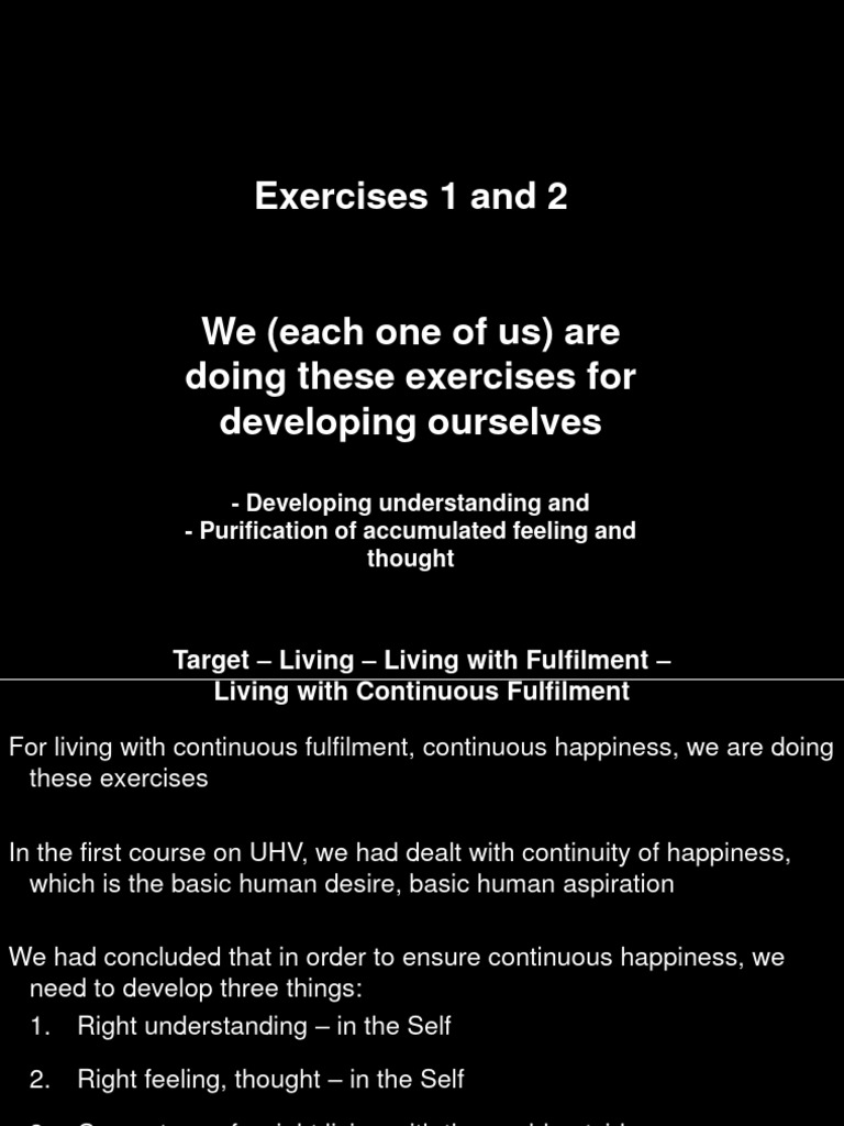 UHV-III Exercise 1&2 V25 English | PDF | Feeling | Thought