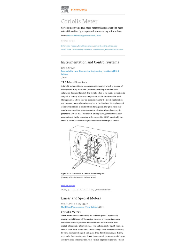 Coriolis Meter | PDF | Flow Measurement | Density
