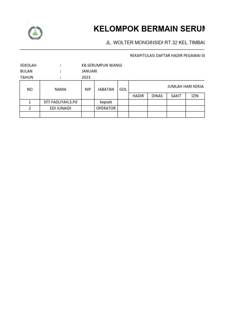 Rekap Absen KBSW | PDF
