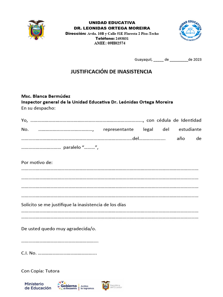 Justificación de Falta 2023 Actualizado | PDF