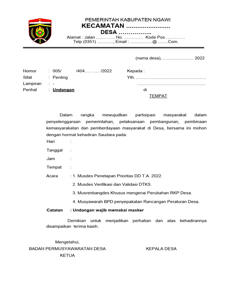 Contoh Undangan Musdes-1 | PDF