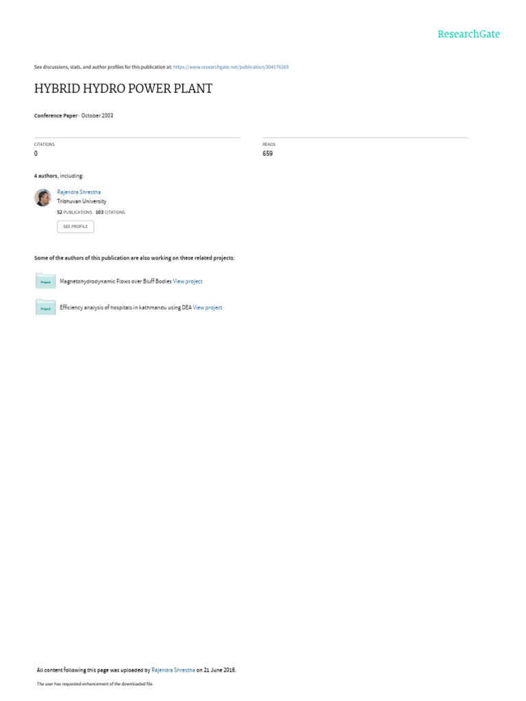 Hybrid Hydro Power Plant | PDF | Hydropower | Nozzle