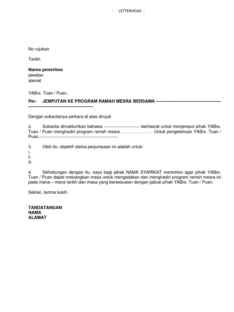 Contoh Surat Program | PDF