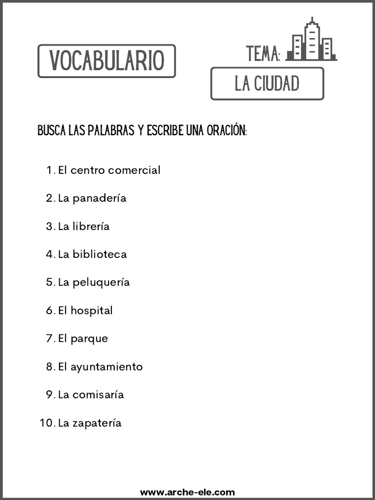 Vocabulario de Lugares en la Ciudad | PDF