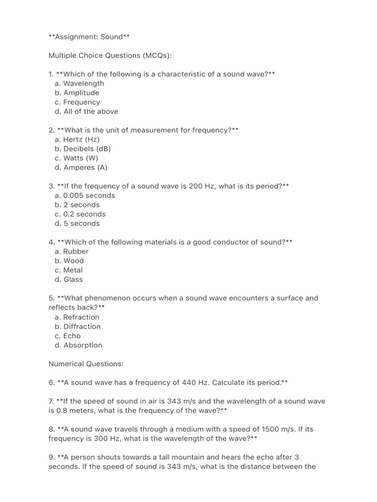 Assignment: Sound | PDF