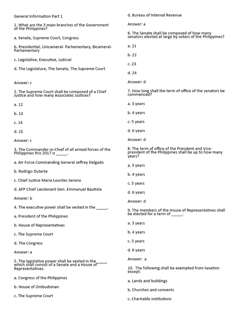 General Information | PDF | Presidents Of The United States | American ...