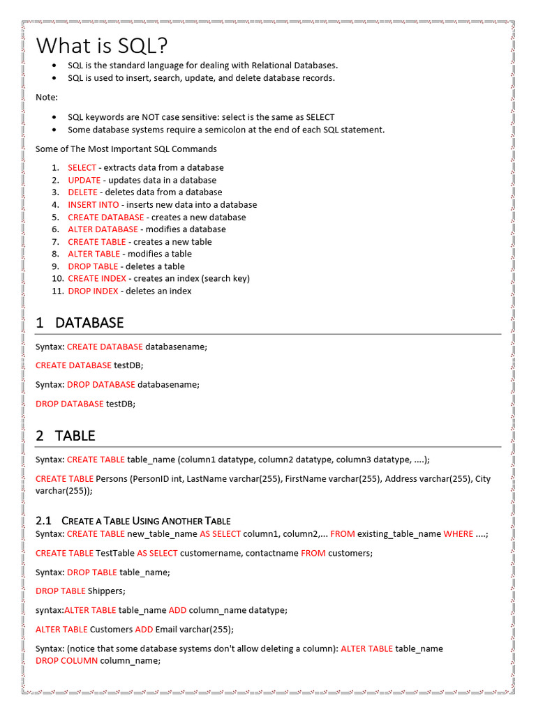 Sql Queries Pdf Database Index Databases