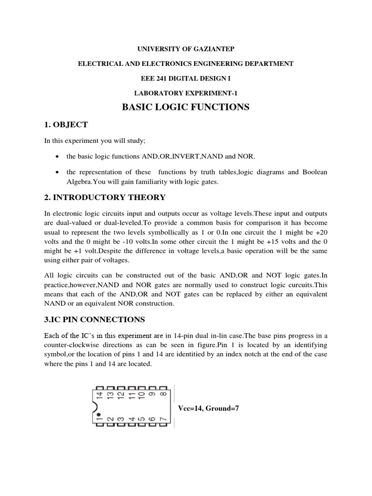 Basic Logic Functions: 1. Object | PDF | Logic Gate | Boolean Algebra