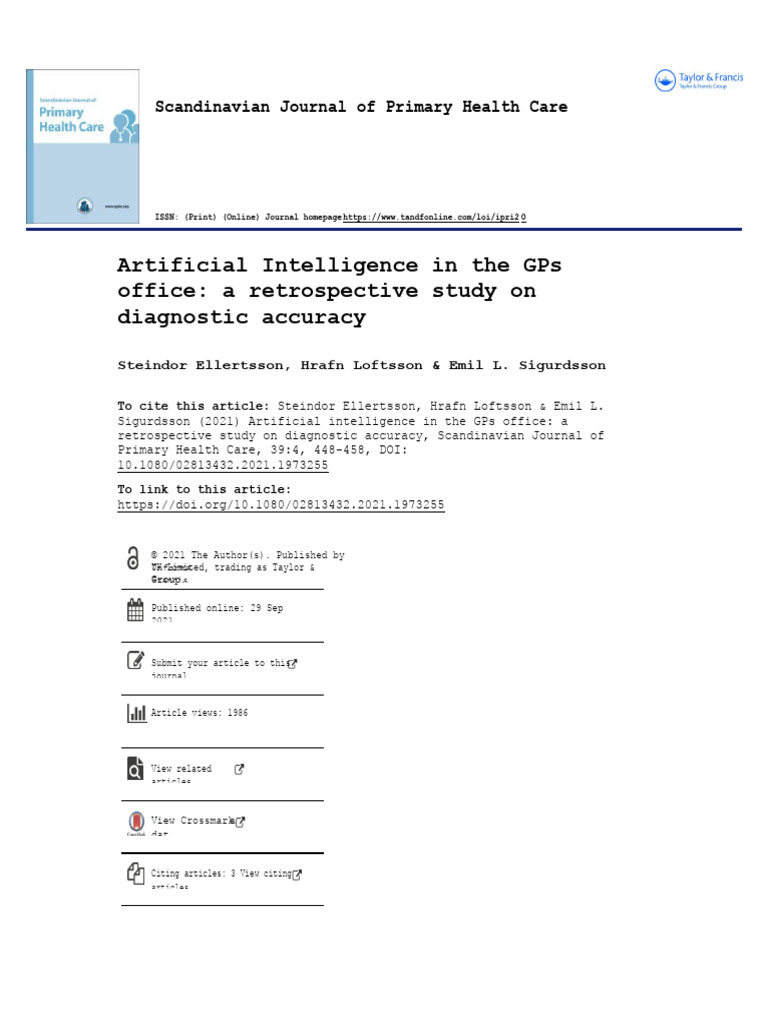 Artificial Intelligence in The GPs Office A Retrospective Study On Diagnostic Accuracy | PDF ...