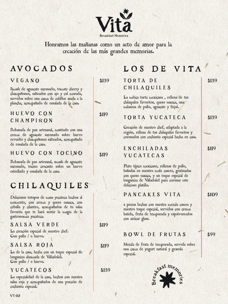 Menu Vita Español 03.03.23 | PDF
