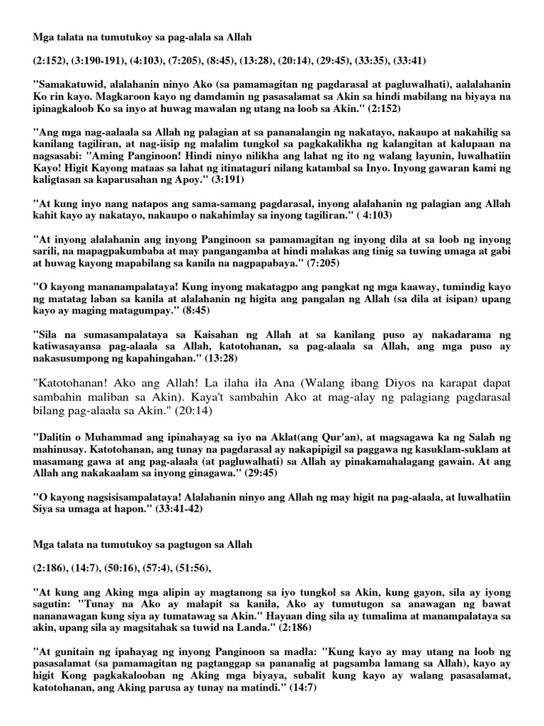 Mga Talata Sa Qur'an | PDF