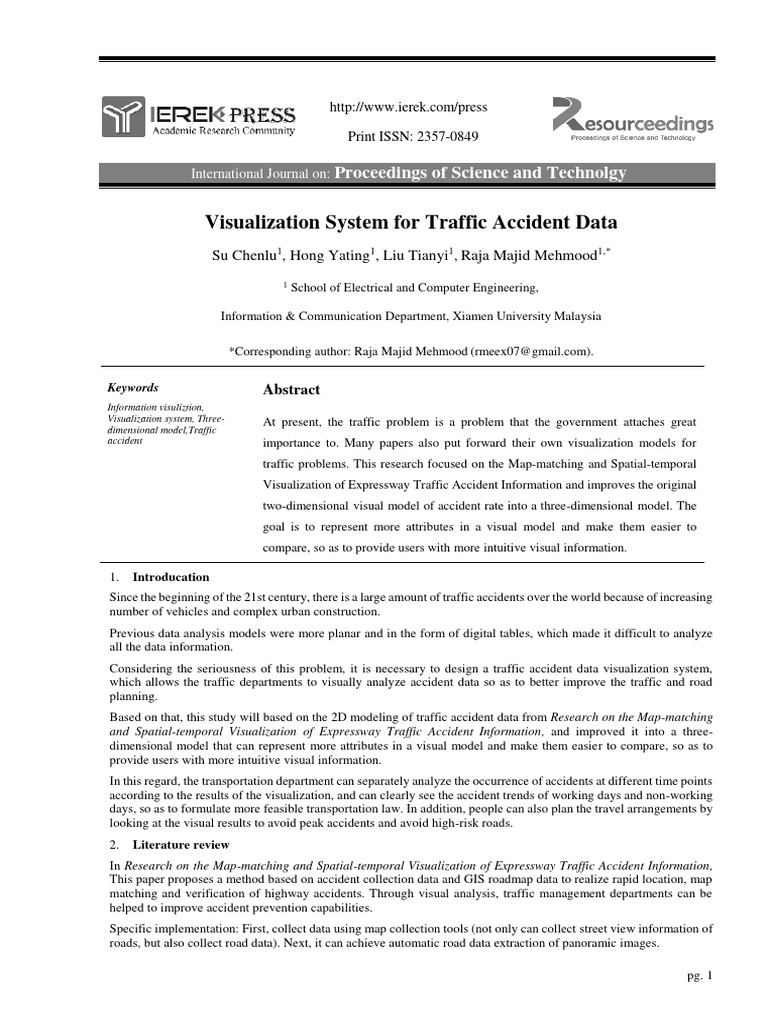 Visualization System For Traffic Accident Data: Proceedings of Science and Technolgy | PDF ...