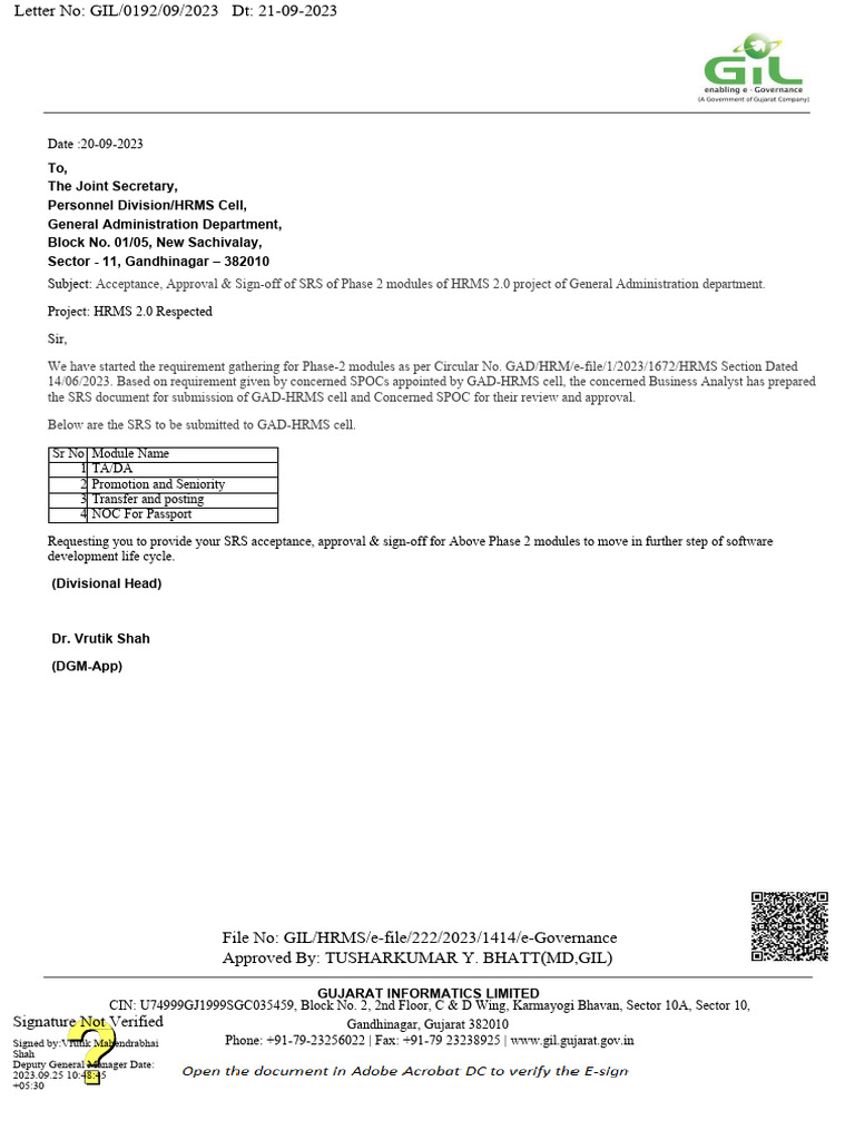 Phase 2 Module SRS Letter | PDF