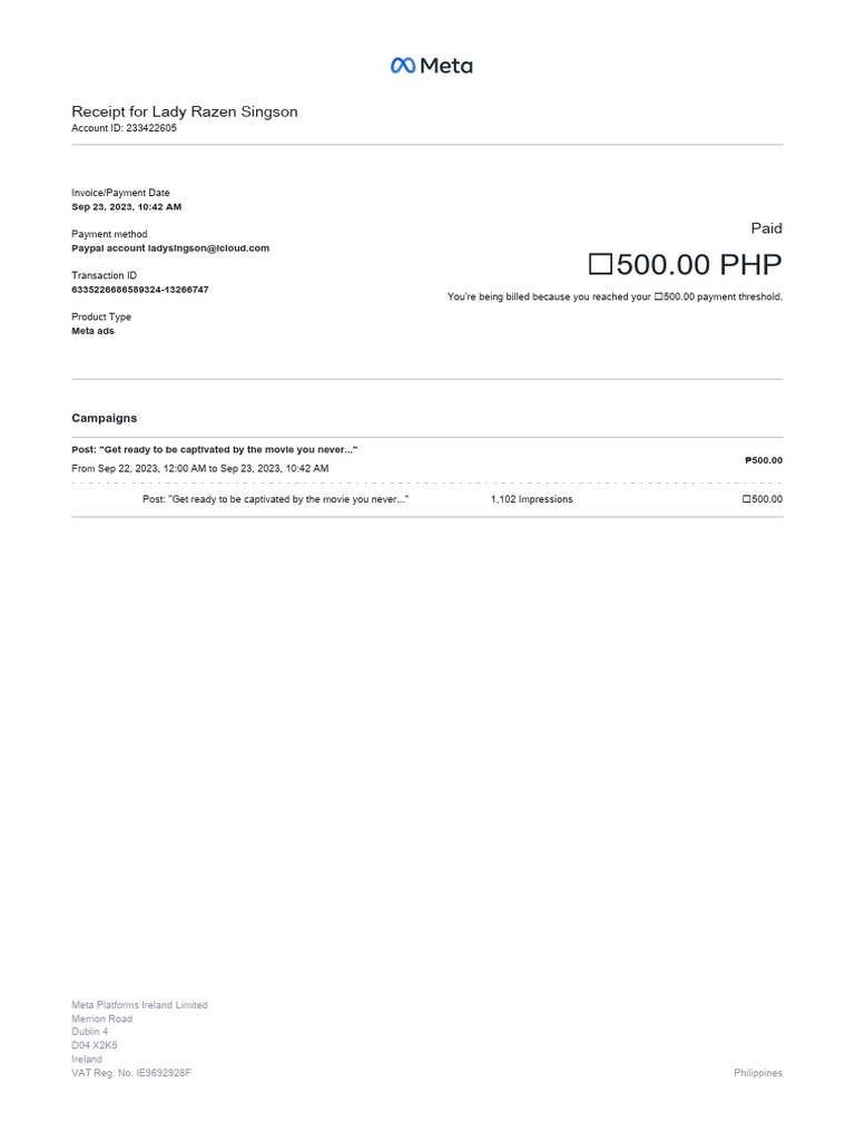 FB Ads Receipt 1 | PDF