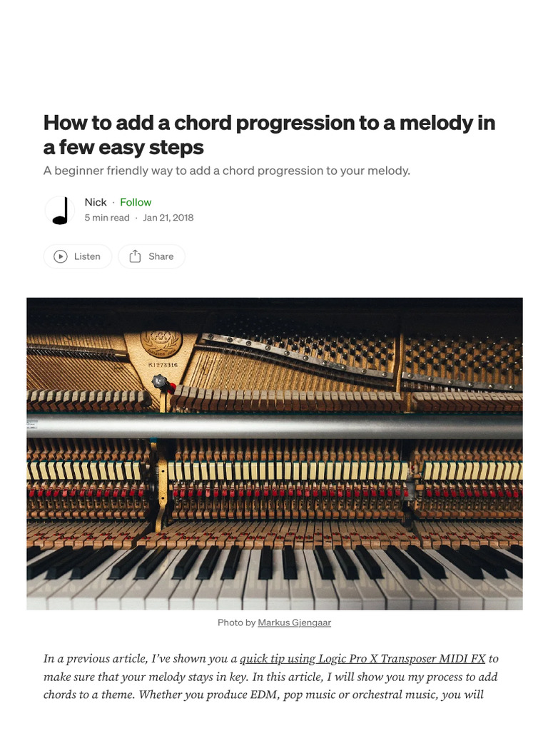 How To Add A Chord Progression To A Melody in A Fe | PDF | Chord (Music ...