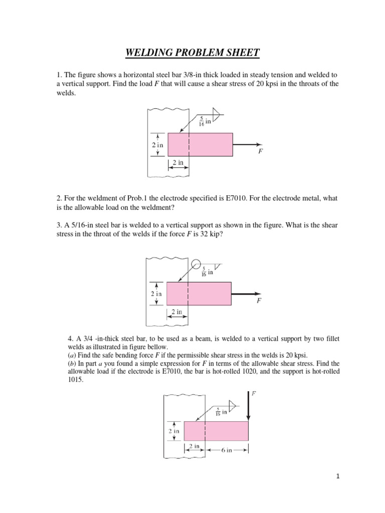 Welding Problem Sheet | PDF