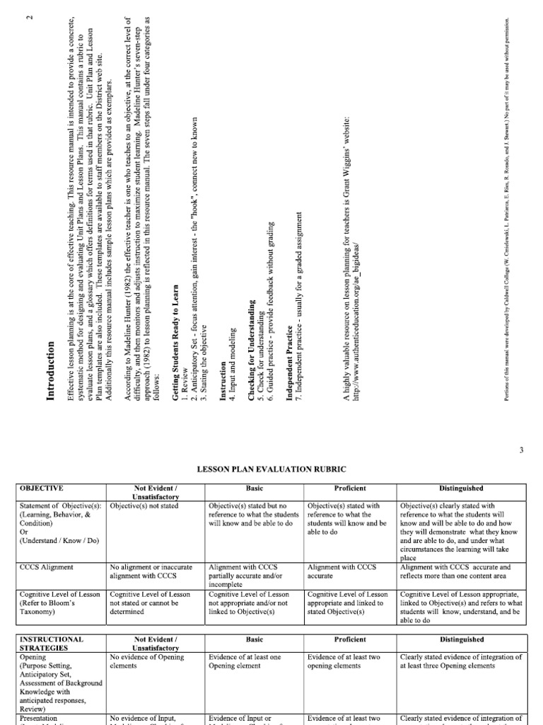 Rubric Lesson Plan | PDF