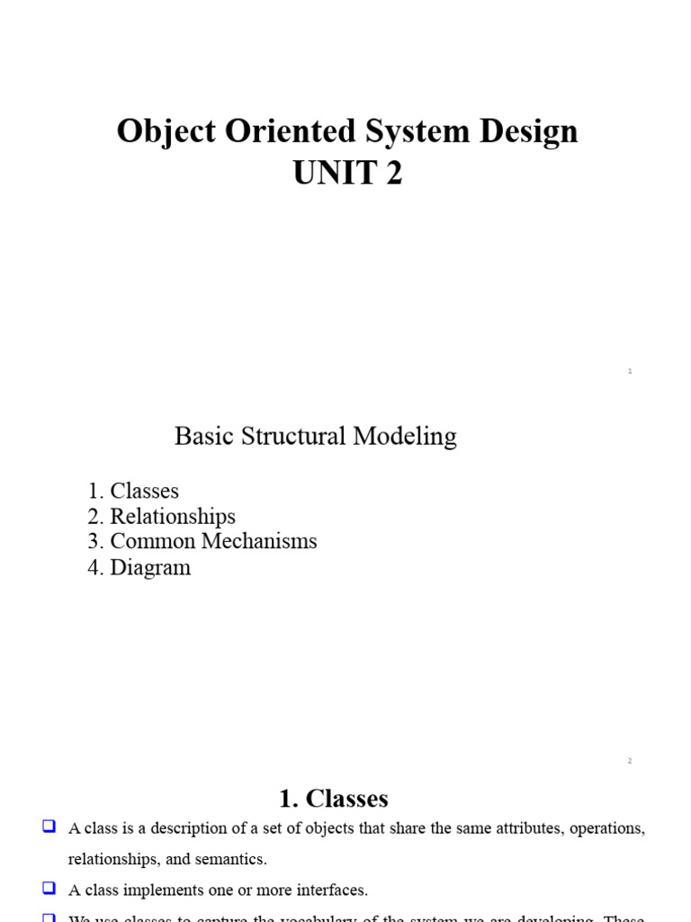 Unit-2.1 PPT Basic Structural Modeling | PDF | Class (Computer Programming) | Conceptual Model