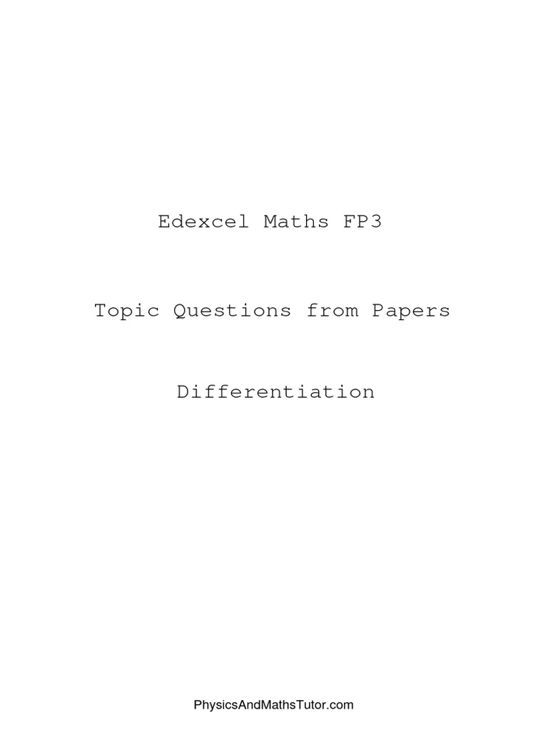 Edexcel FP3 Differentiation Questions | PDF
