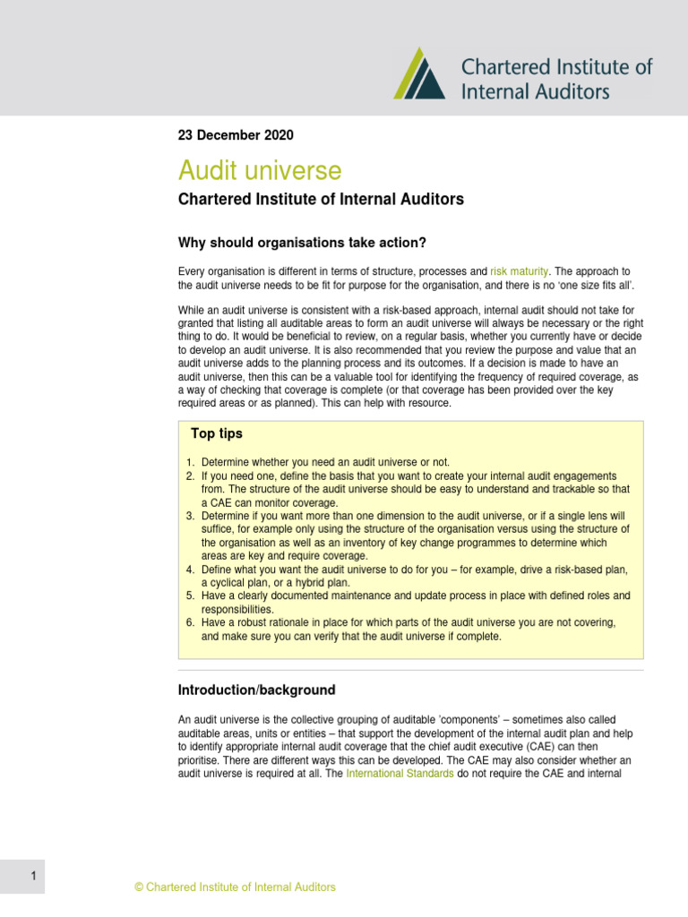 2020 - Audit Universe | PDF | Internal Audit | Audit