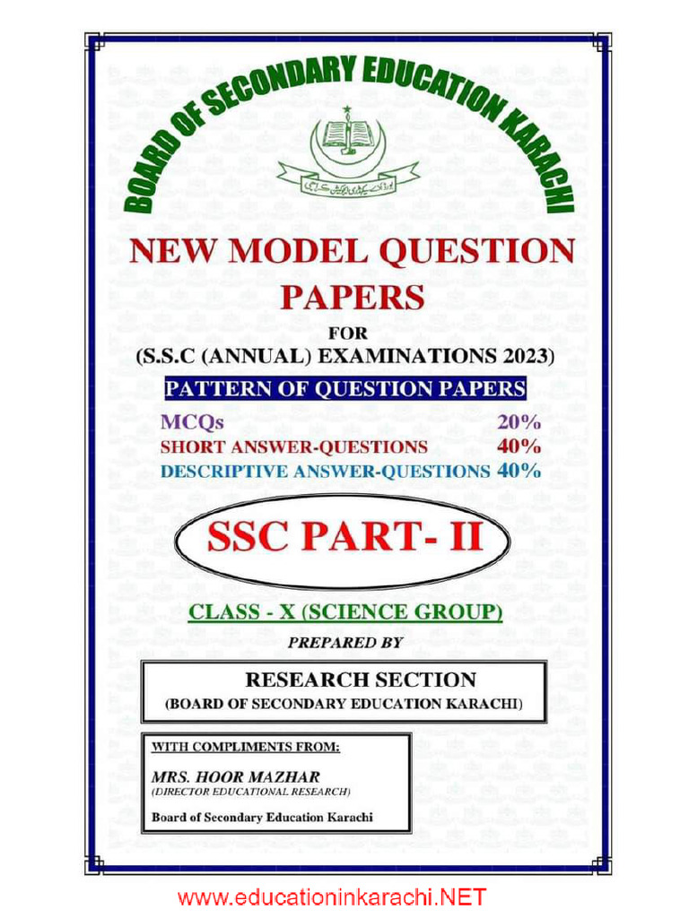 Model Paper 2023 Class 10th | PDF