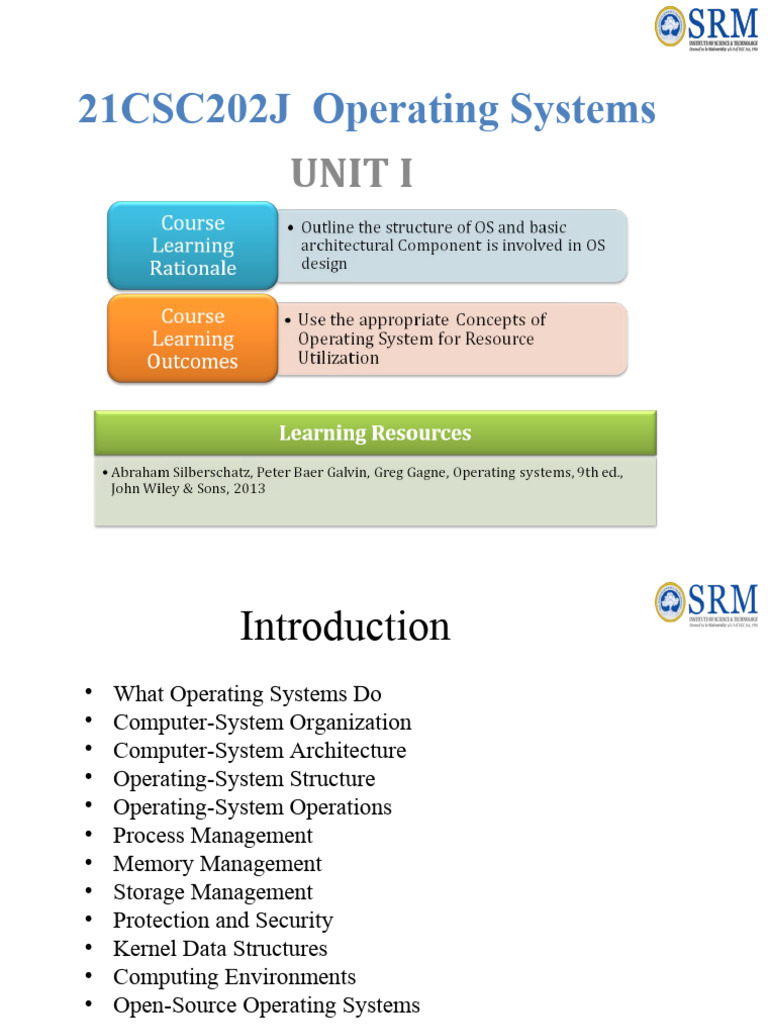 UNIT 1-21CSC202J - Operating System | PDF | Operating System | Computer Data Storage
