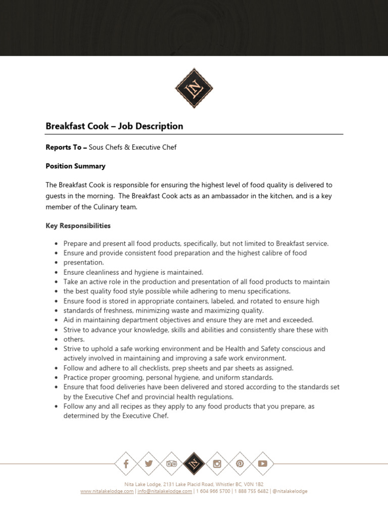 Breakfast Cook | PDF | Chef