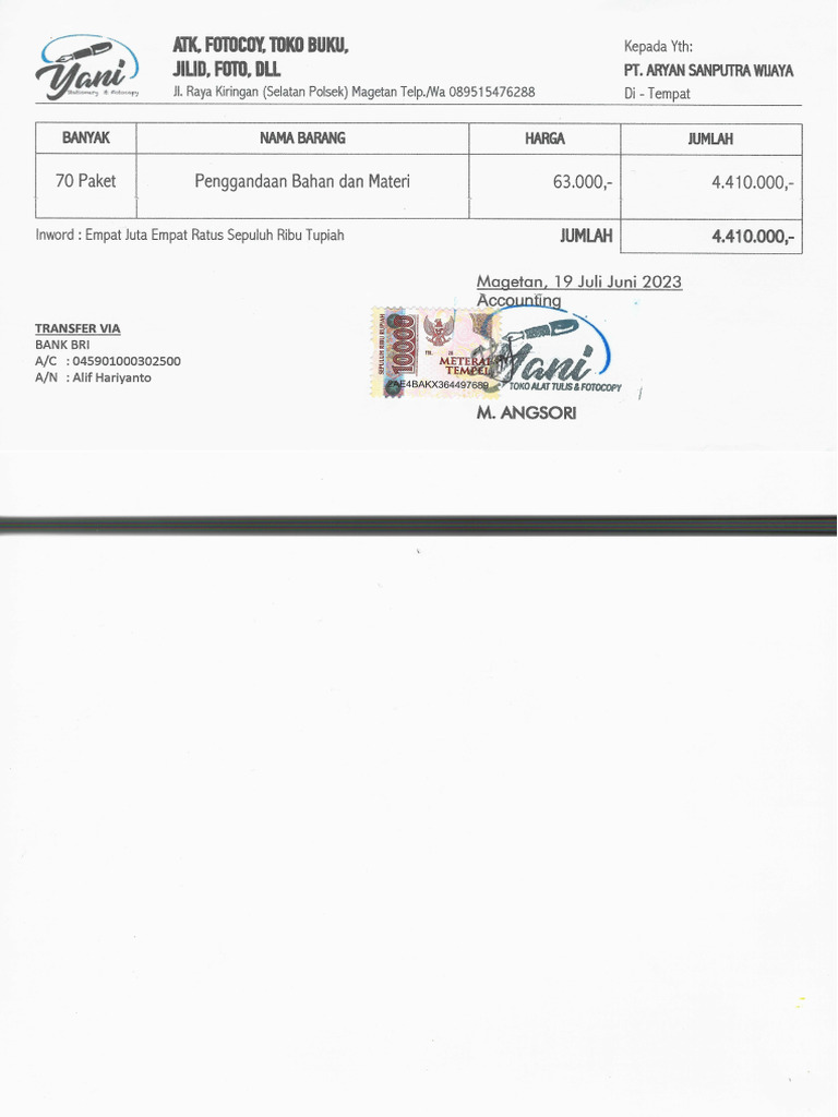 Kwitansi Pembelian | PDF