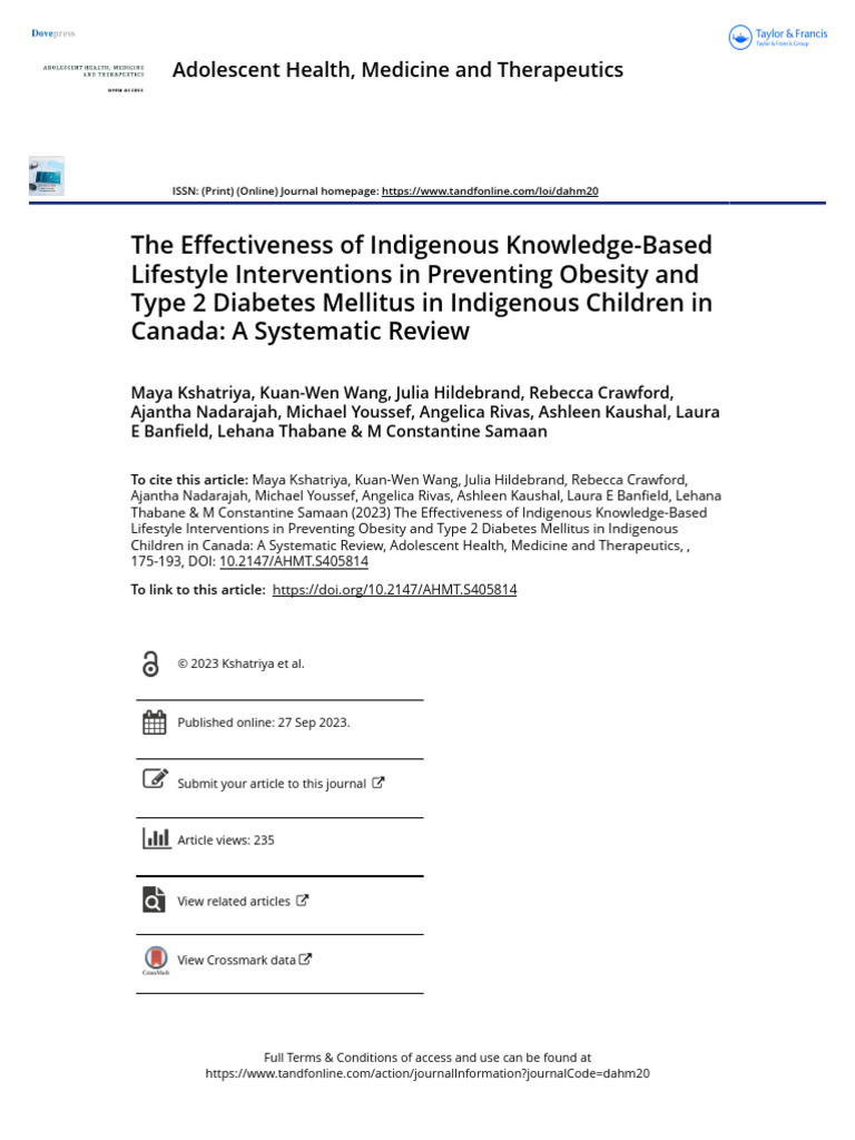 The Effectiveness of Indigenous Knowledge-Based Lifestyle Interventions ... The Effectiveness of Indigenous Knowledge-Based Lifestyle Interventions ...
