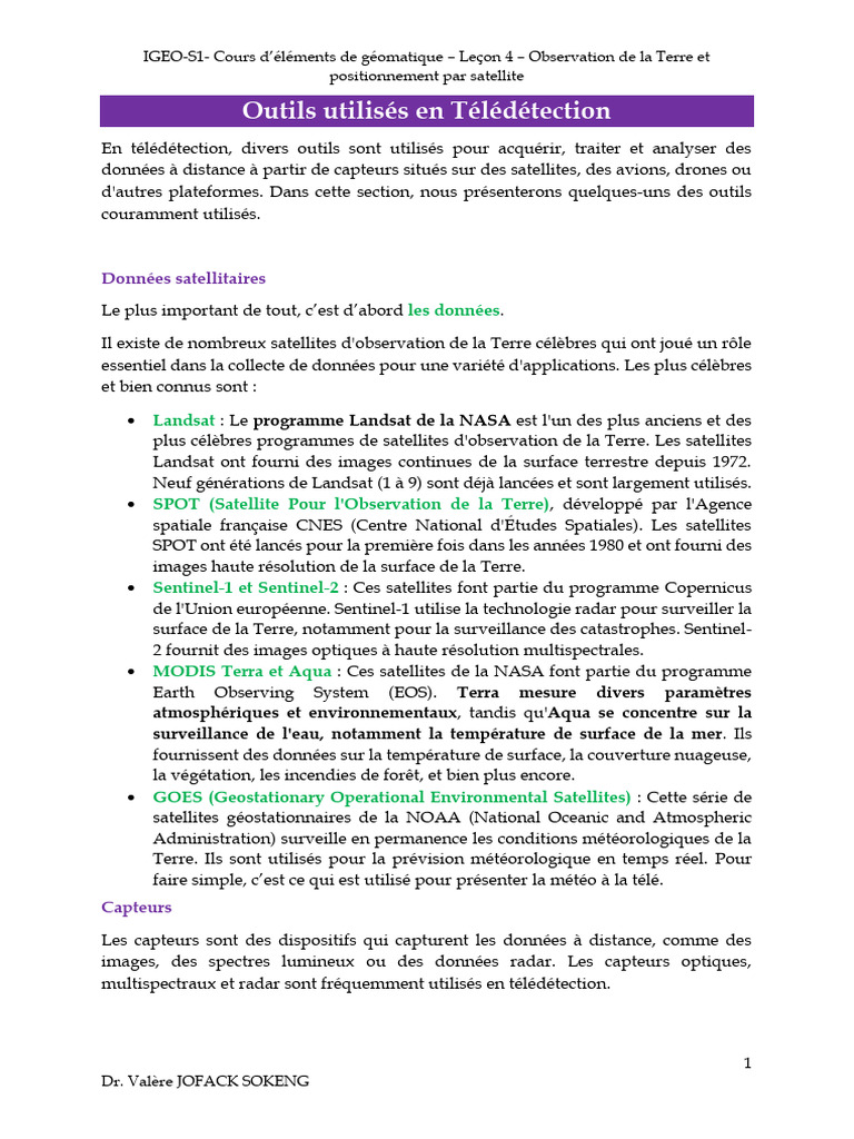 4-4-Outils Utilisés en Télédétection | PDF