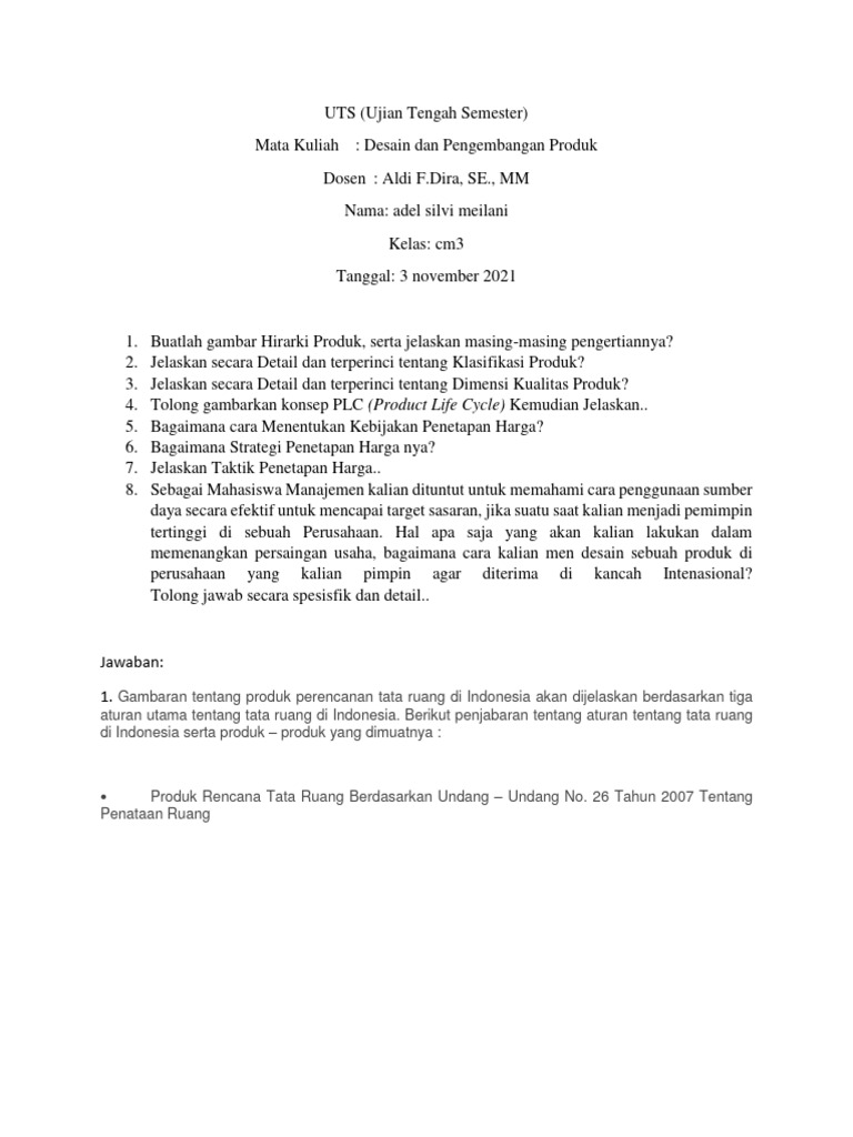 UTS Desain Dan Pengembangan Produk | PDF