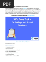 Essay Topics - List of 500 Essay Writing Topics and Ideas | PDF | Essays