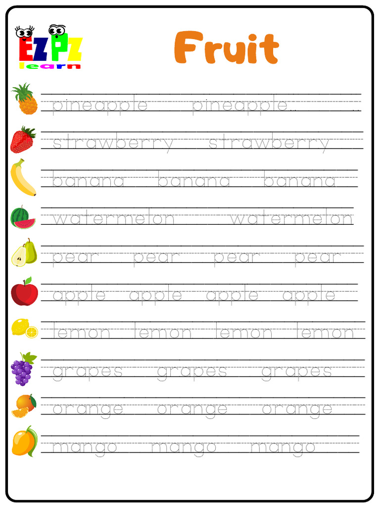 Fruit Tracing Worksheet 1 | PDF