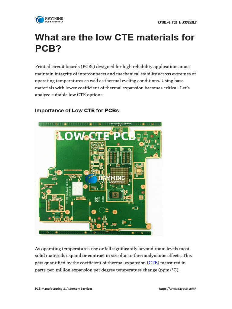 What Are The Low CTE Materials For PCB | PDF | Technology & Engineering