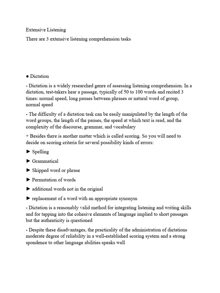 Extensive Listening | Download Free PDF | Reading Comprehension ...