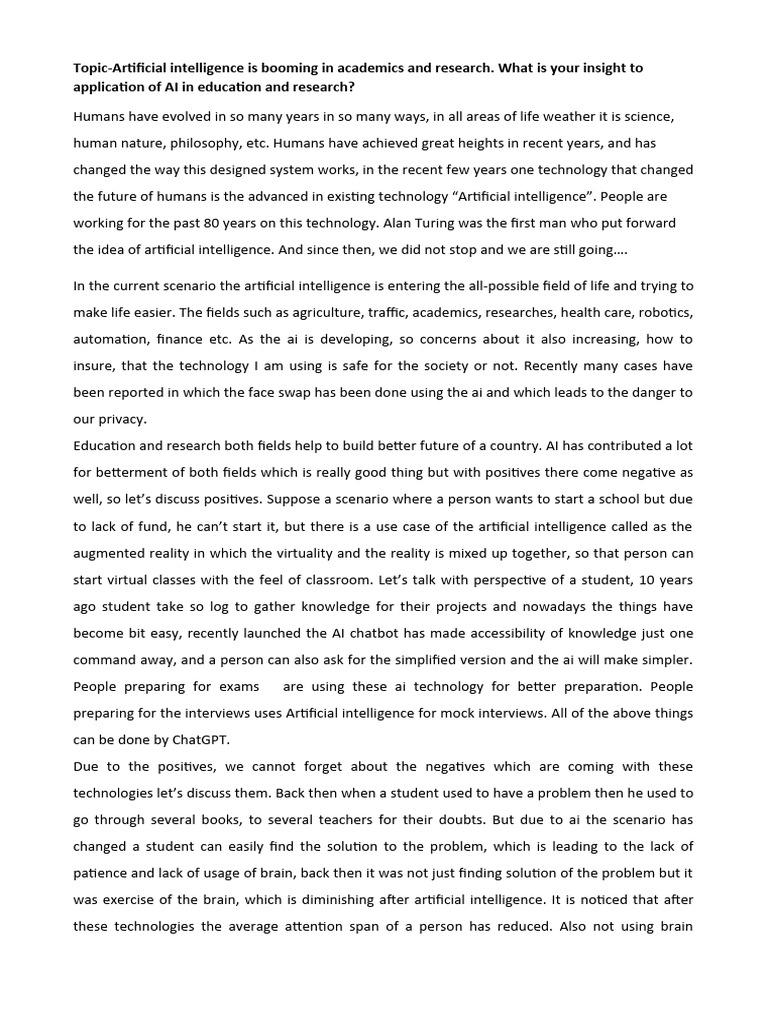 AI's Impact on Education & Research | PDF | Artificial Intelligence ...
