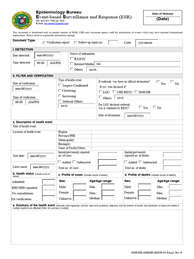 ESR Verification Report Template | PDF | Health Care | Epidemiology