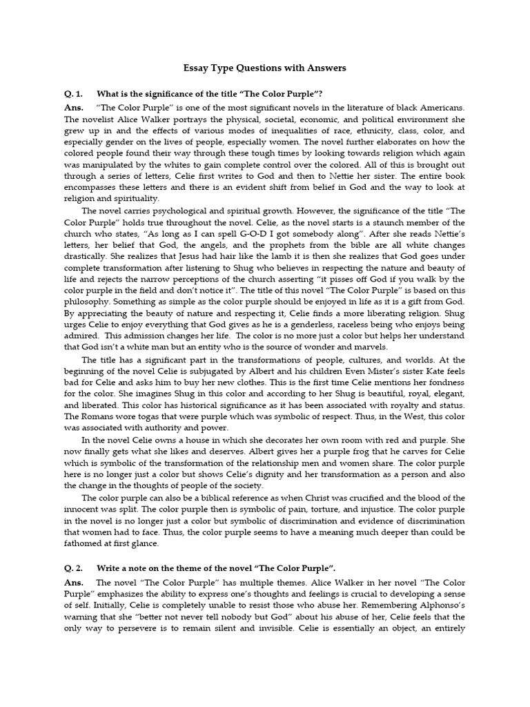 Significance of "The Color Purple" | PDF | Narration