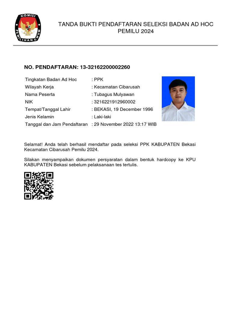 Surat Pendaftaran PPK - TB | PDF