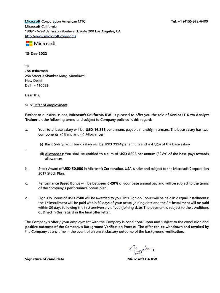 Offer Letter | PDF